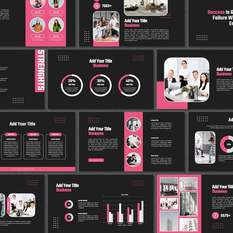 Black Pink Powerpoint Template | PPT Magezine Style | Business Persentation | Minimalist ...