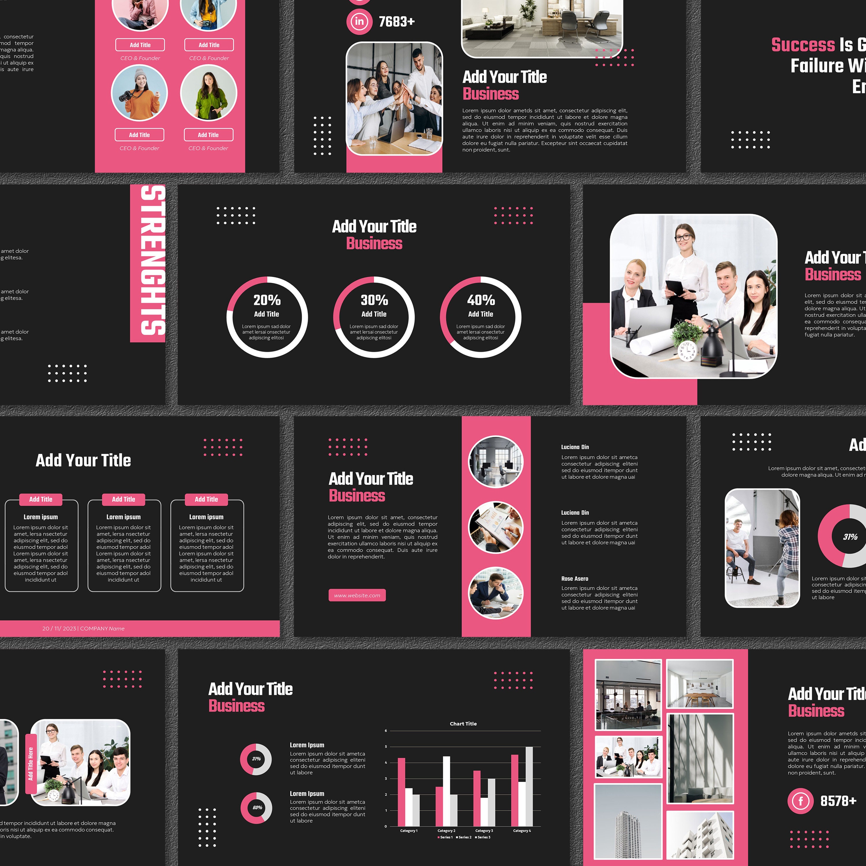 Black Pink Powerpoint Template | PPT Magezine Style | Business ...