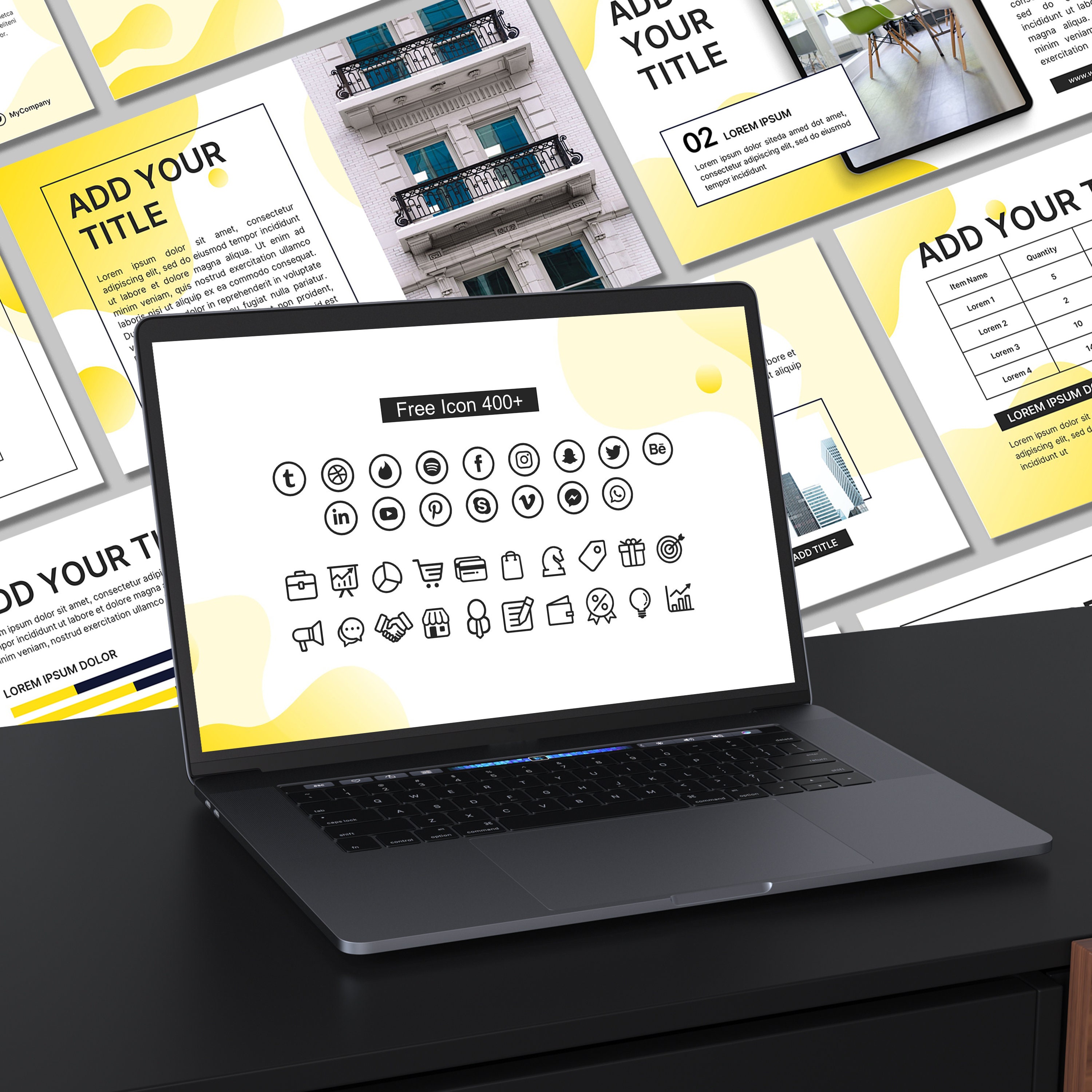 Yellow Powerpoint Template Presentation Slide Magezine Style Minimalist ...