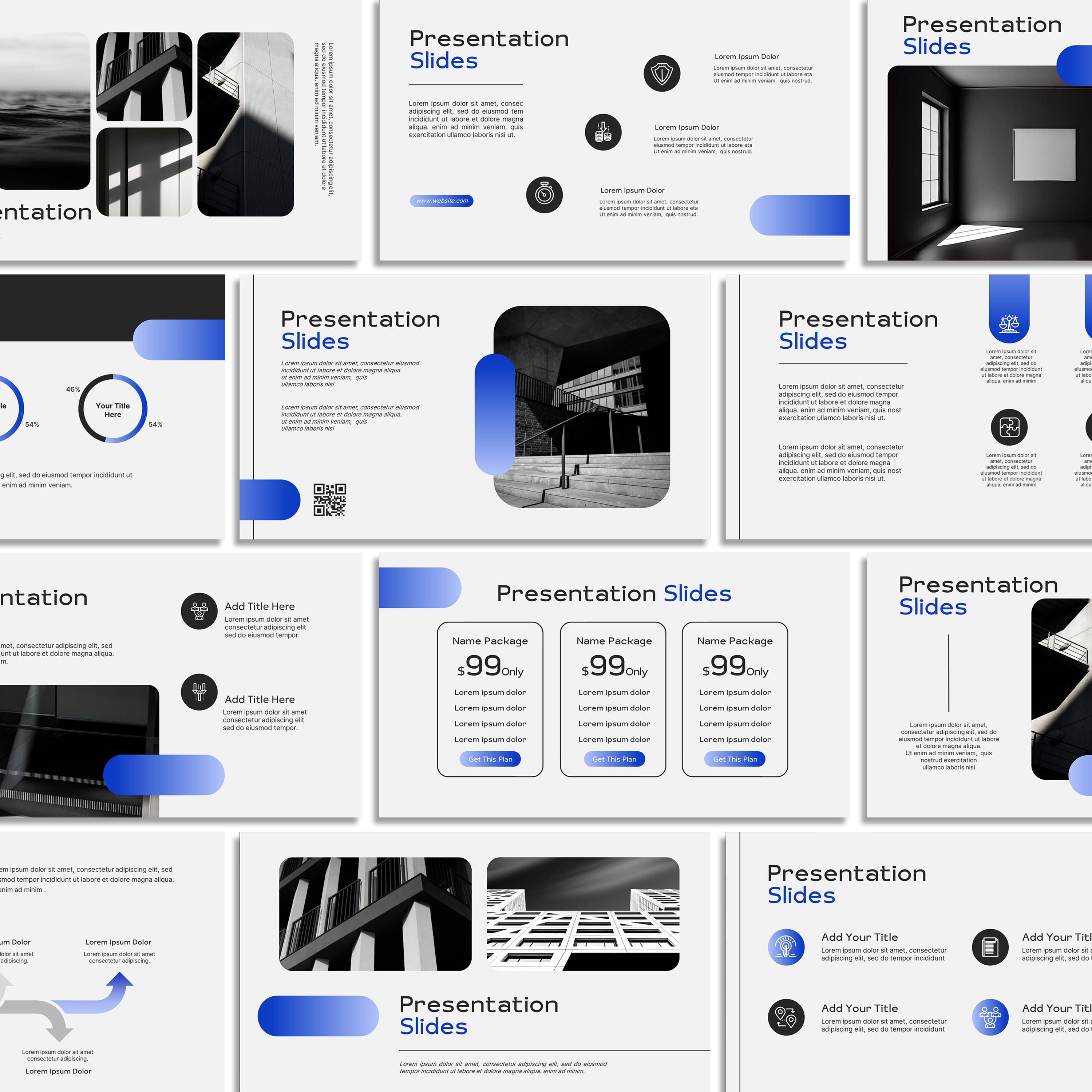 Elegant Blue Powerpoint Template, Canva Presentation, Minimal Business ...