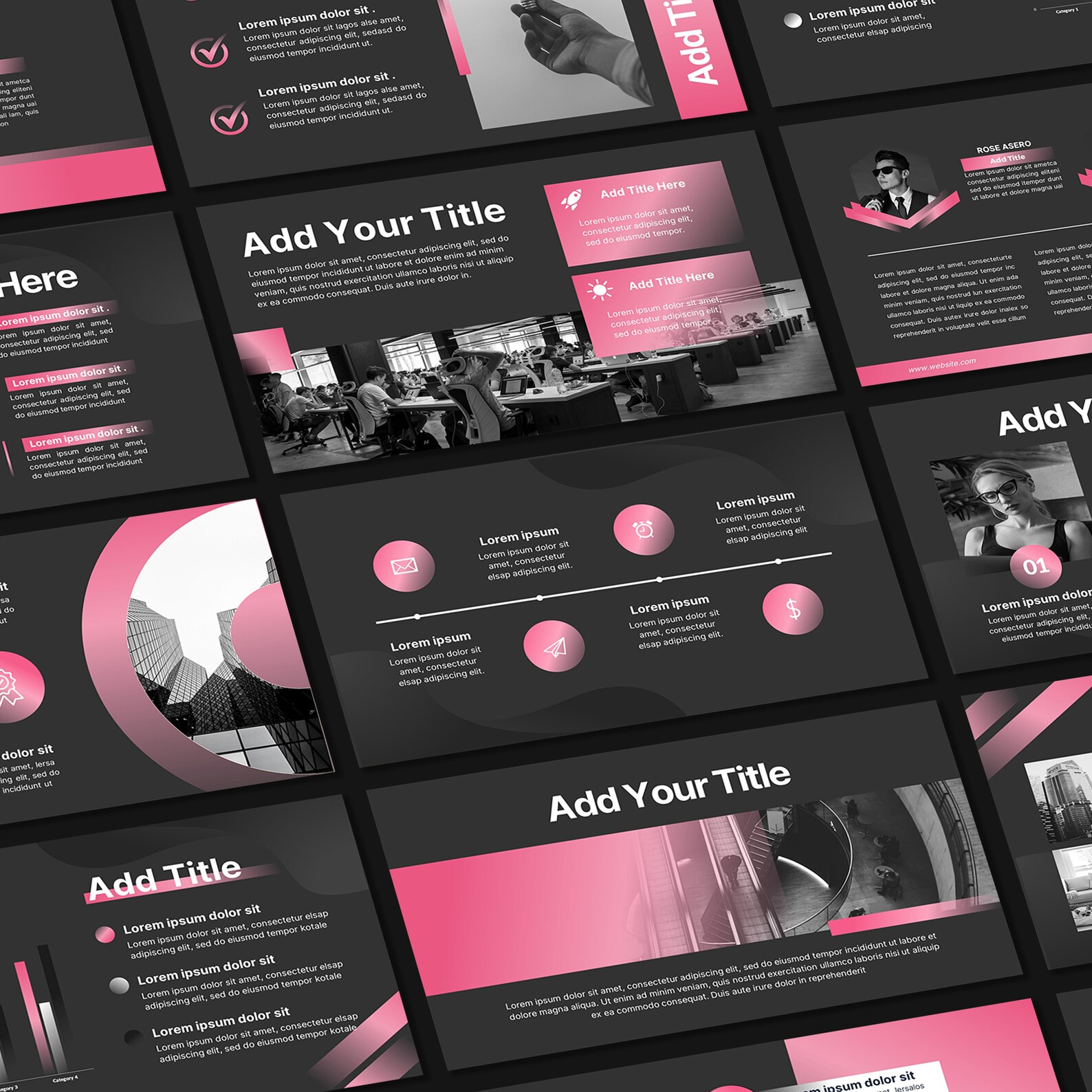 Black Pink Powerpoint Template, PPT Modern 2026, Presentation Slide ...