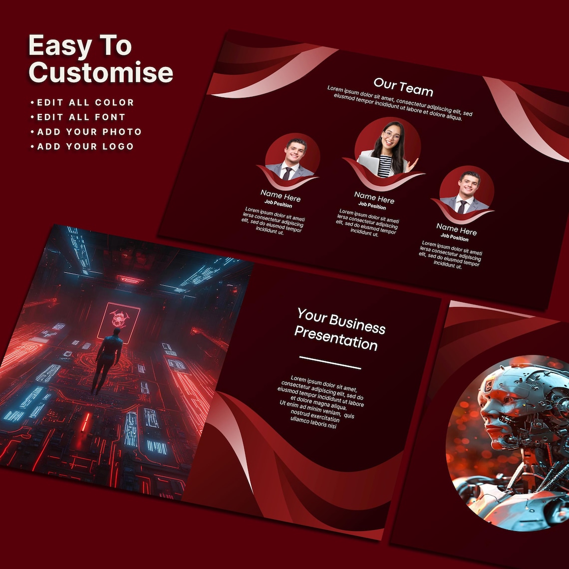 Maroon Powerpoint Template | Modern Presentation | Business Slide | PPT ...