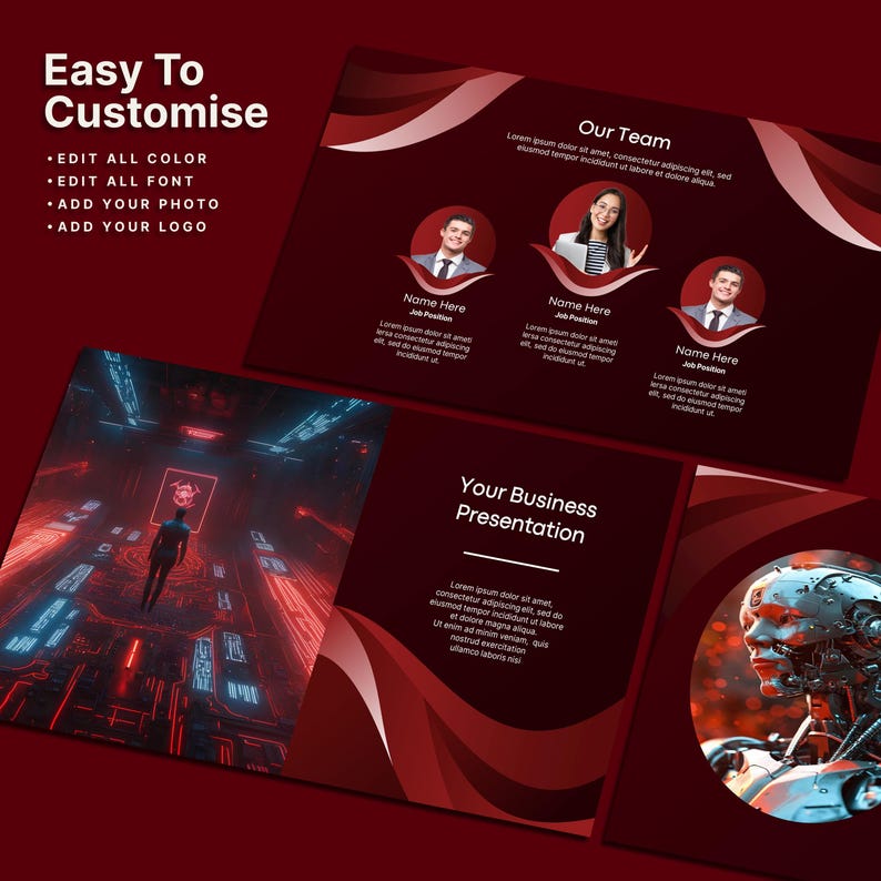 Maroon Powerpoint Template | Modern Presentation | Business Slide | PPT ...