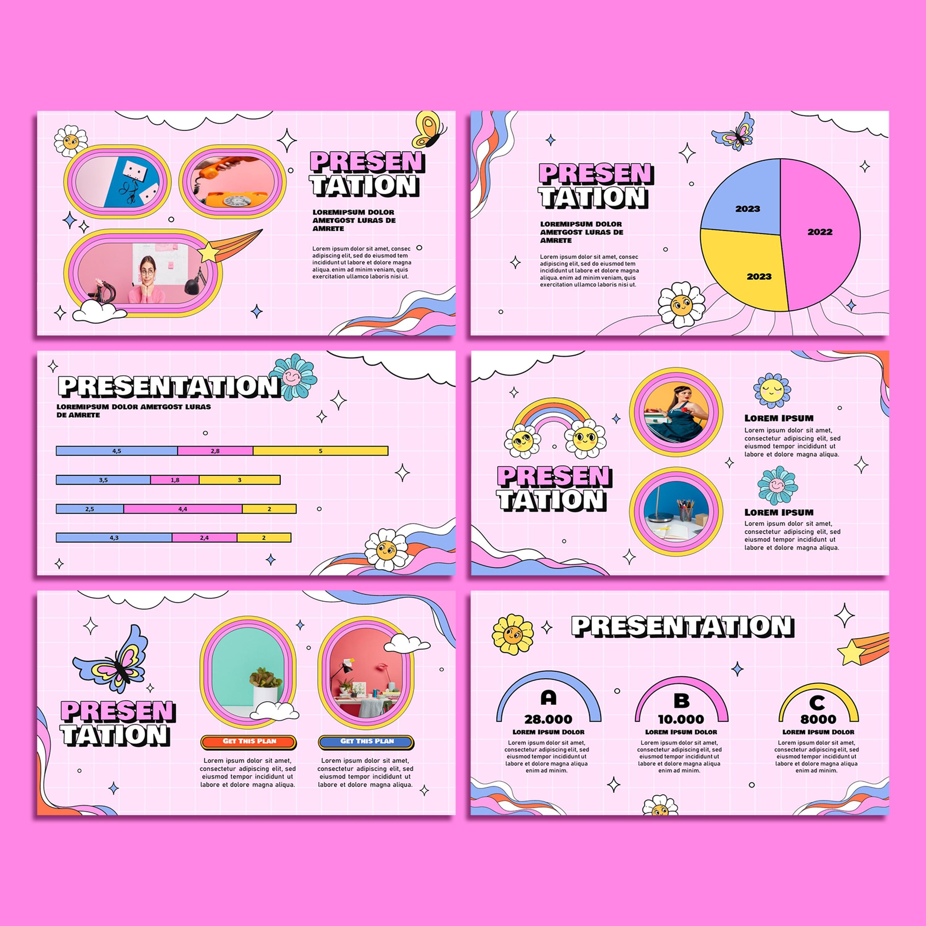 Retro 90's Powerpoint Template | Pink Vintage | PPT Modern | Business ...