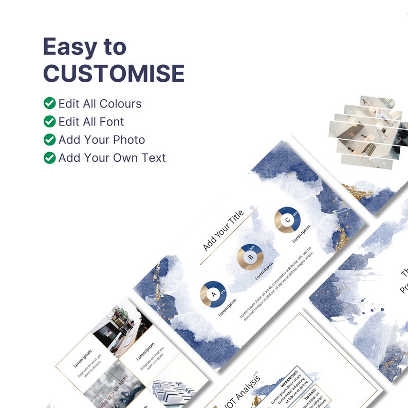 Watercolor Powerpoint Template | Gold Powerpoint | Ppt Minimalist ...