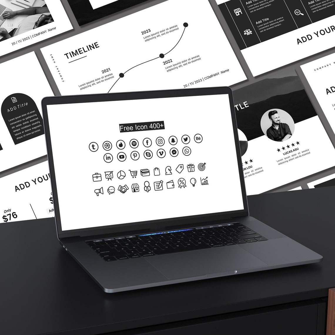 Monochrome Powerpoint Template Presentation Slide PPT Minimalist Clean ...
