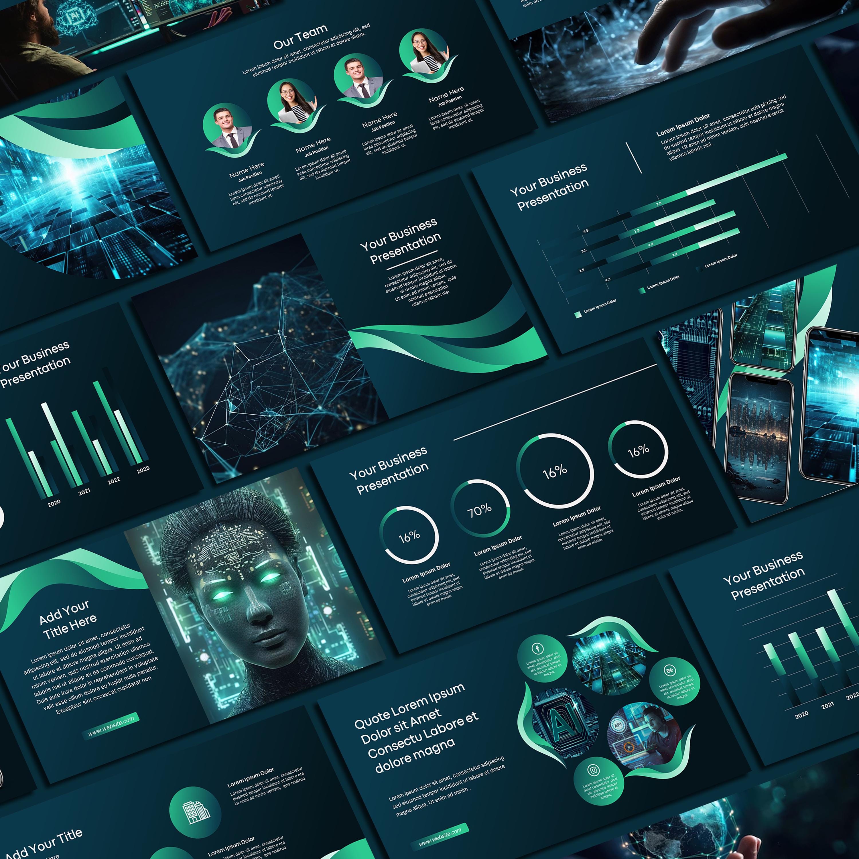 Futuristic Green Powerpoint Template | Modern Presentation | PPT ...