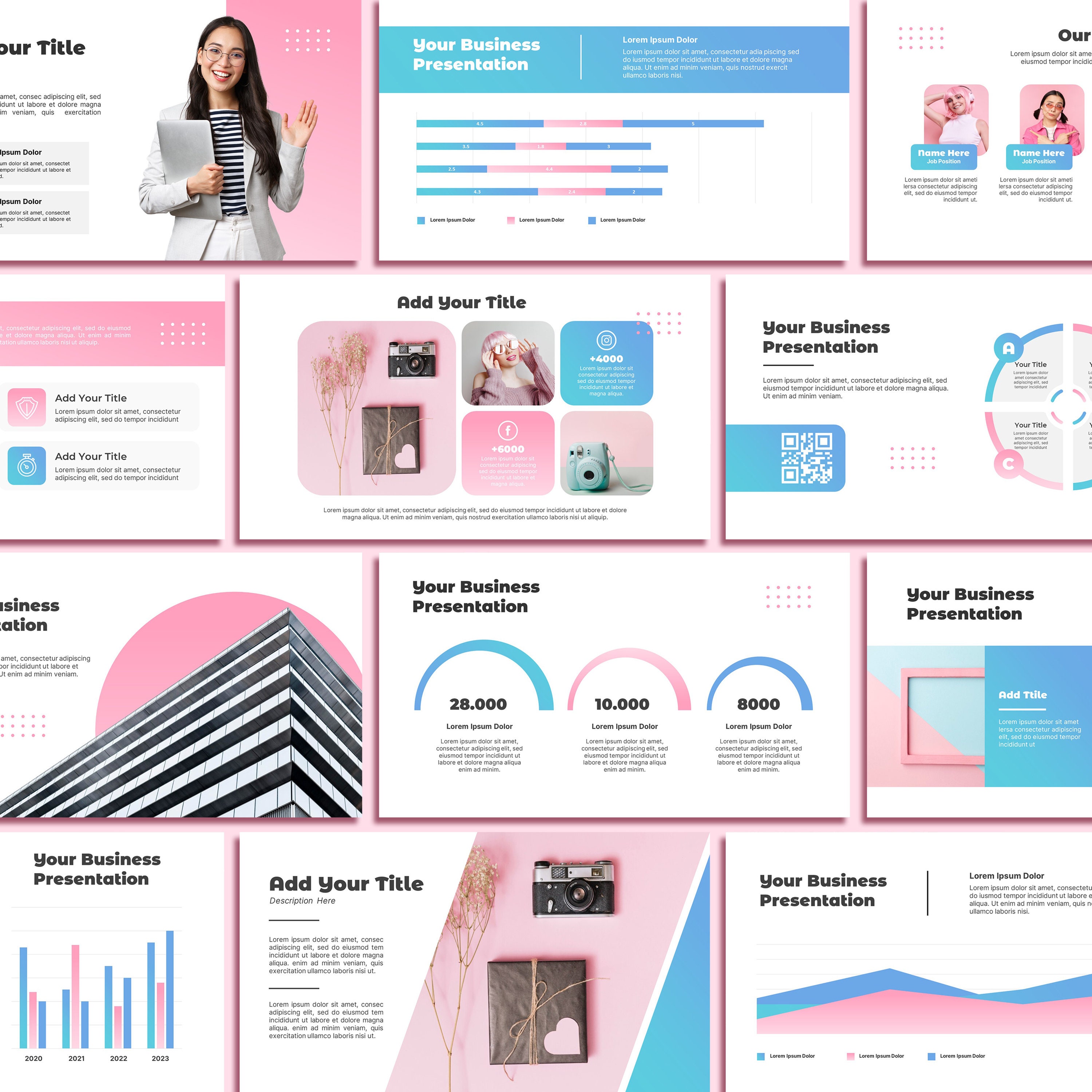 Pink Blue Powerpoint Template | Presentation Slide | Business Strategy ...