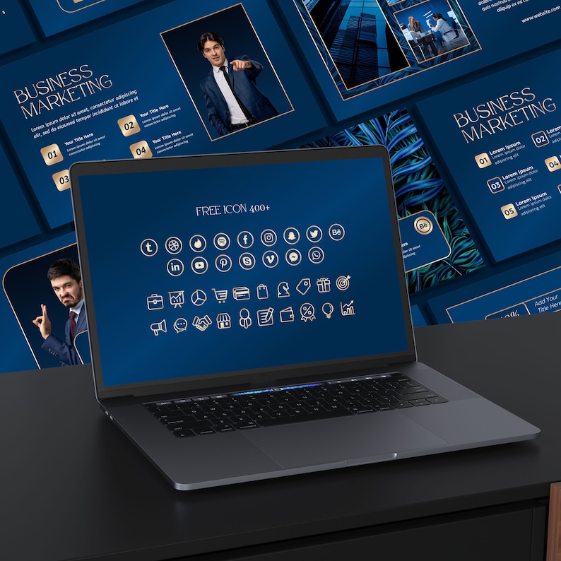 Blue Luxury Powerpoint Template | PPT Black and Gold | Business ...