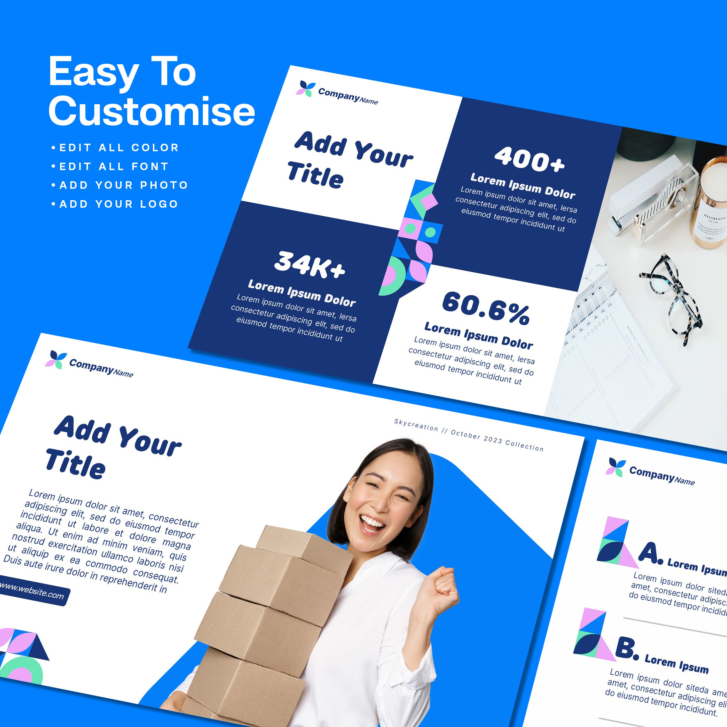 Geometric Powerpoint Template | Modern Persentation | Minimalist Slide ...