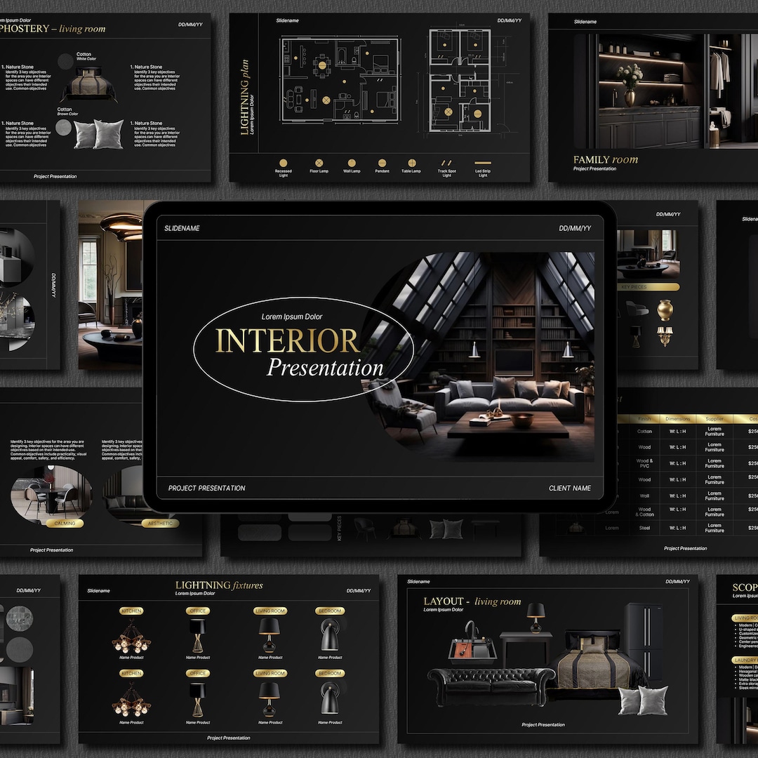 Luxury Interior Design Presentation Template - Editable Canva and Powerpoint, Client Project ...