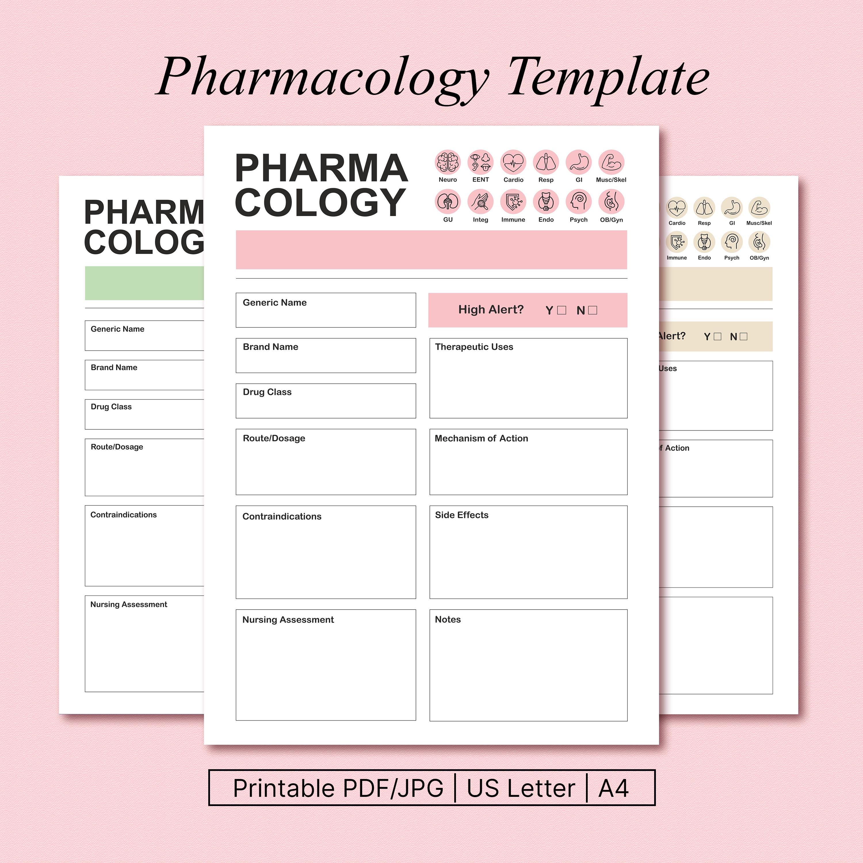 Editable Minimalist Pharmacology Template for Nursing School A ...