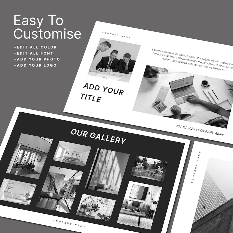 Monochrome Powerpoint Template | Presentation Slide | PPT Minimalist ...