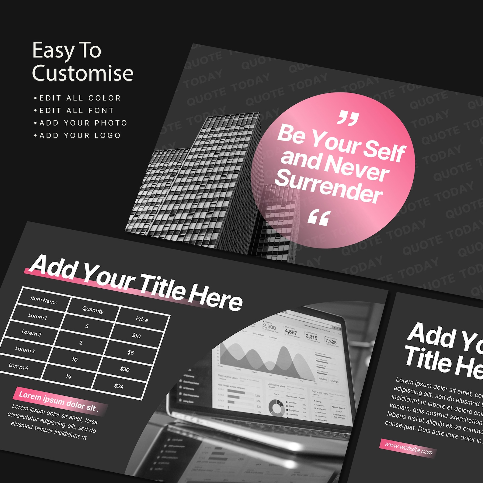 Black Pink Powerpoint Template, PPT Modern 2026, Presentation Slide ...