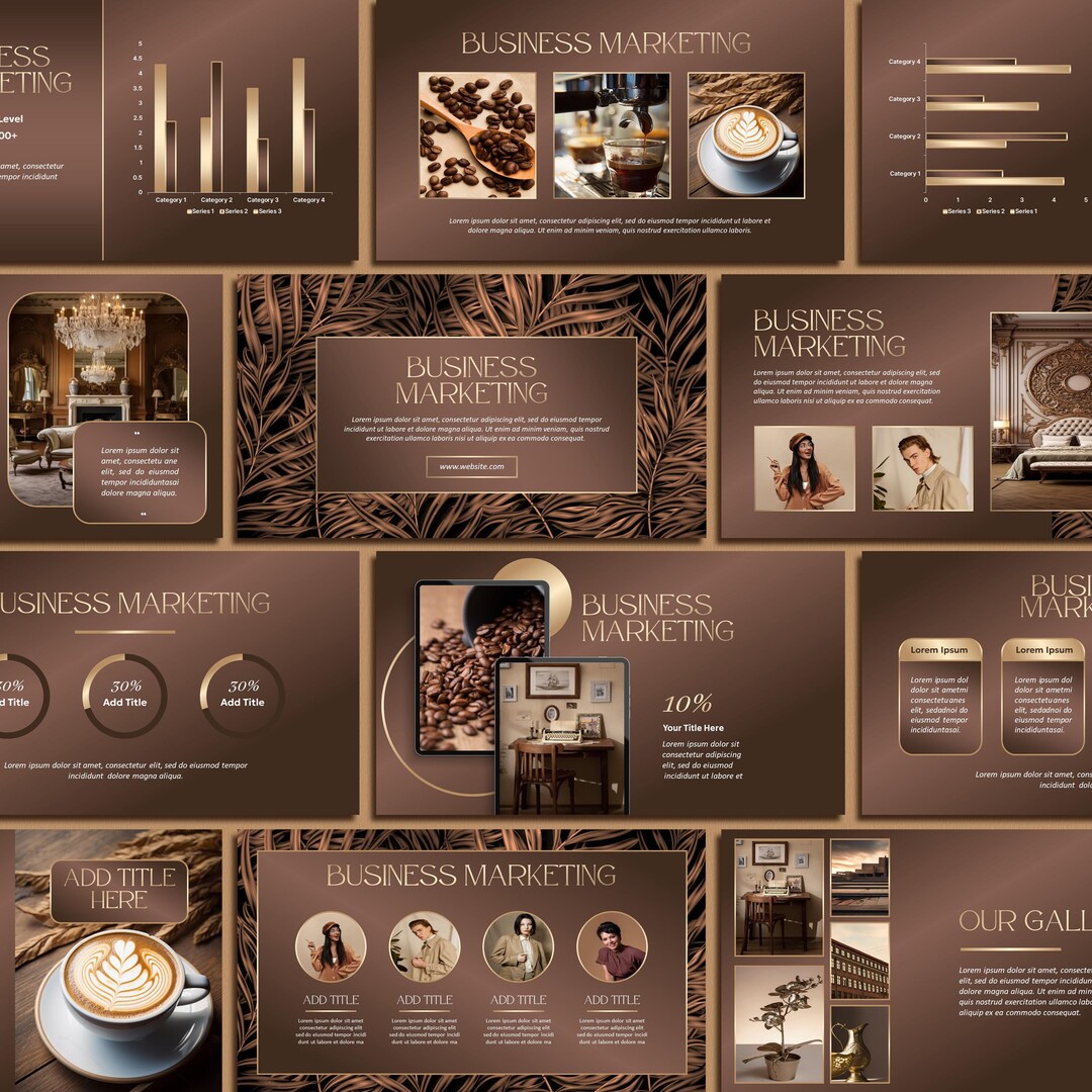 Luxury Coffee-themed Powerpoint Template | Brown & Gold Minimalist ...