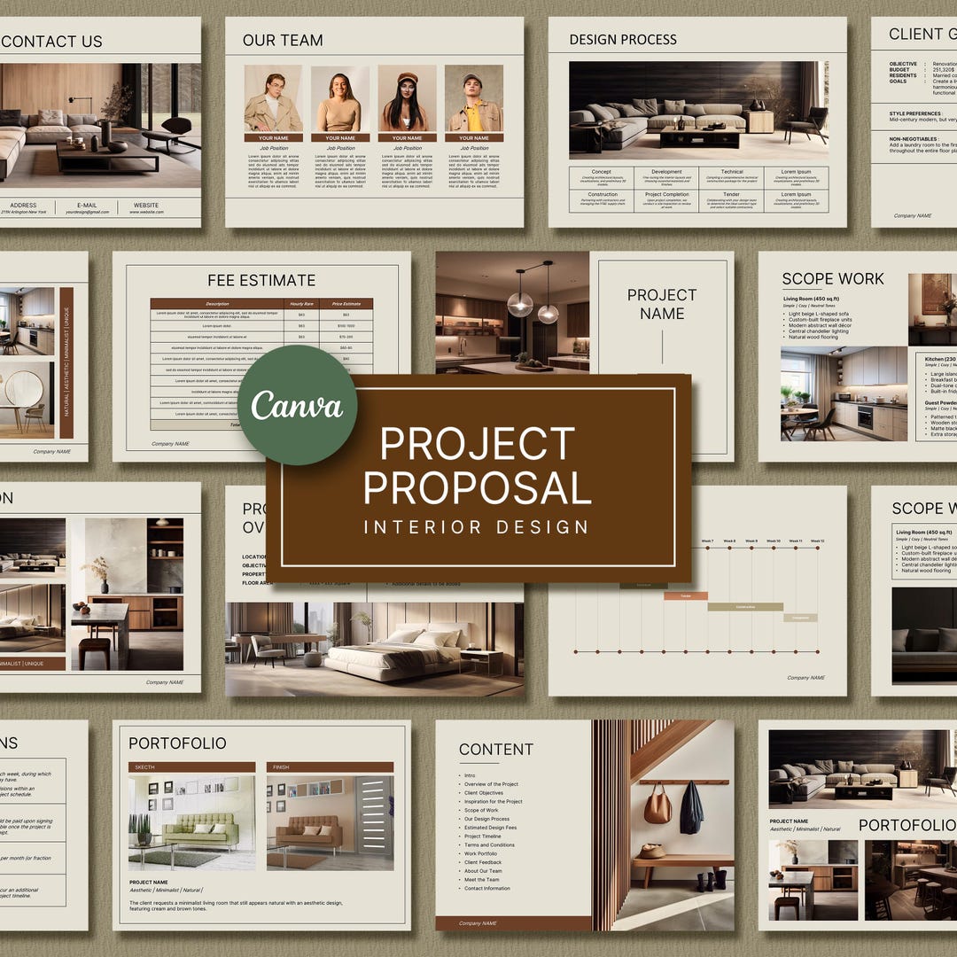 Editable Interior Design Proposal Template for Canva, Client Project - Etsy