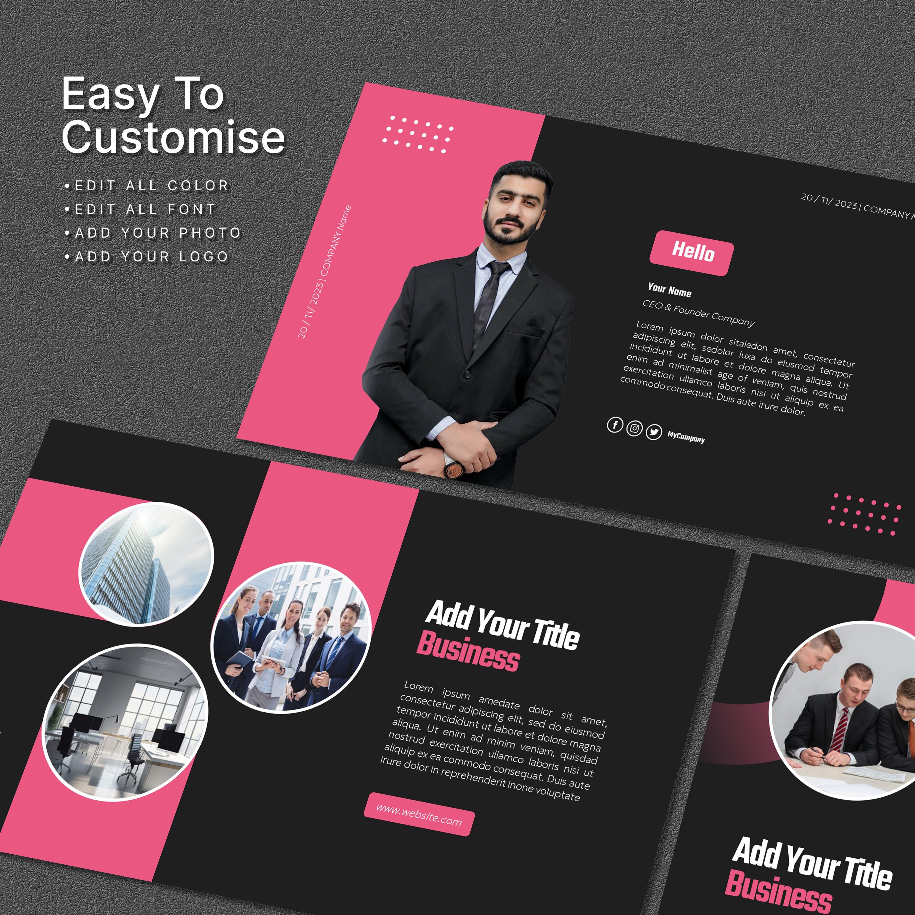 Black Pink Powerpoint Template | PPT Magezine Style | Business ...