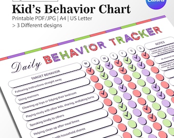 Editable Behavior Reward Chart for Kids, Good Behavior Tracking ...