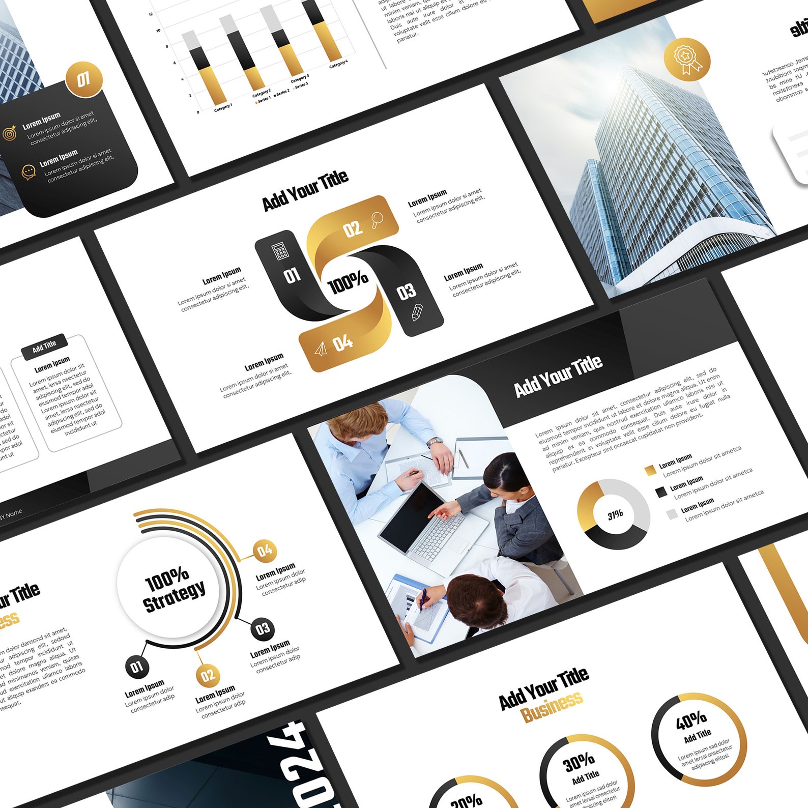 Black and Gold Powerpoint Template | Luxury Business Presentation - Etsy