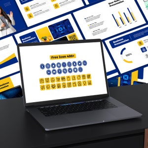 Yellow Blue Powerpoint Template | Report Presentation | Business Slide ...