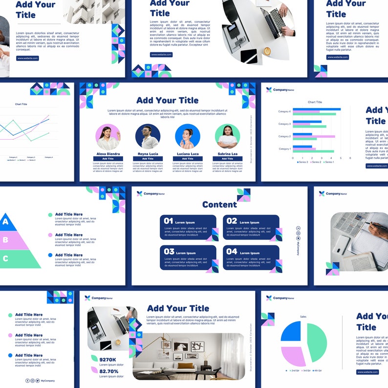 Geometric Powerpoint Template Modern Persentation Minimalist Slide Business Marketing PPT ...