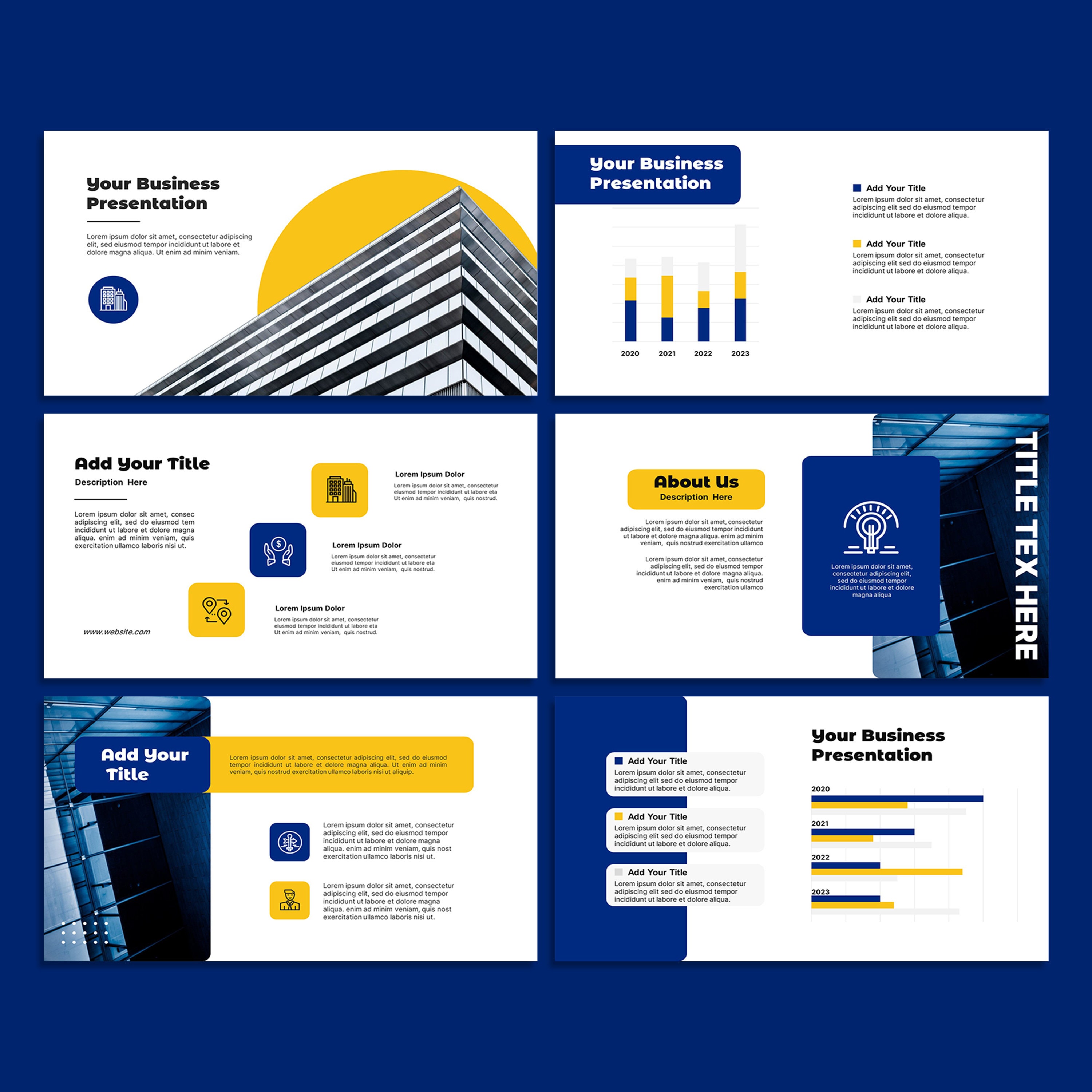 Yellow Blue Powerpoint Template | Report Presentation | Business Slide ...