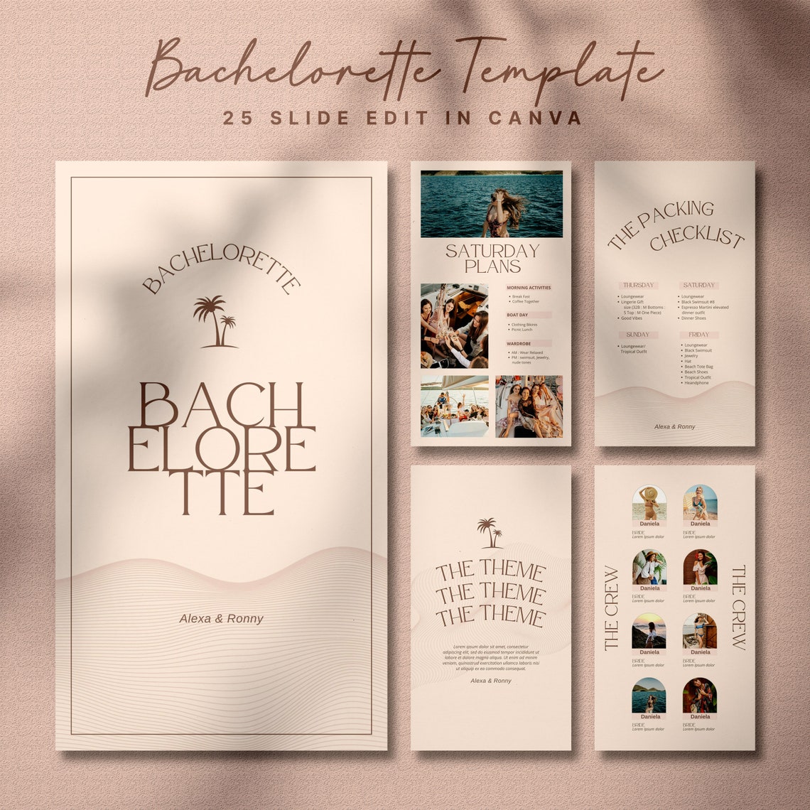 Pink Bachelorette Itinerary Canva | Bachelor Template | Bridesmaid ...