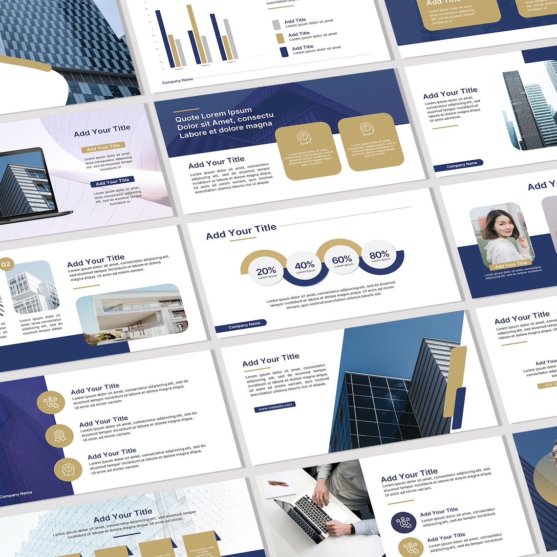 Blue and Gold Powerpoint Template | PPT Templates | Minimalist ...