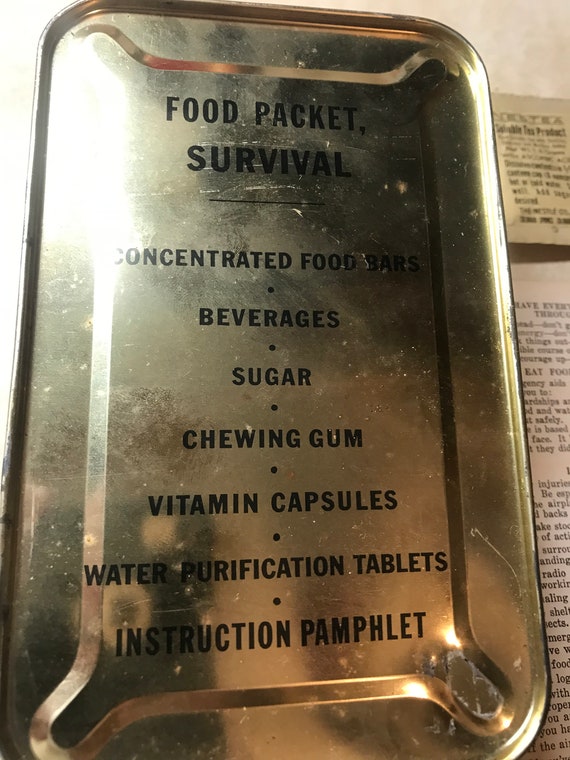 1950s Survival Food Packet in a Gold colored Tin | Etsy