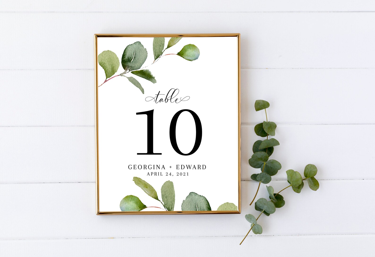 Eucalyptus Wedding Table Number Template Watercolor Greenery - Etsy