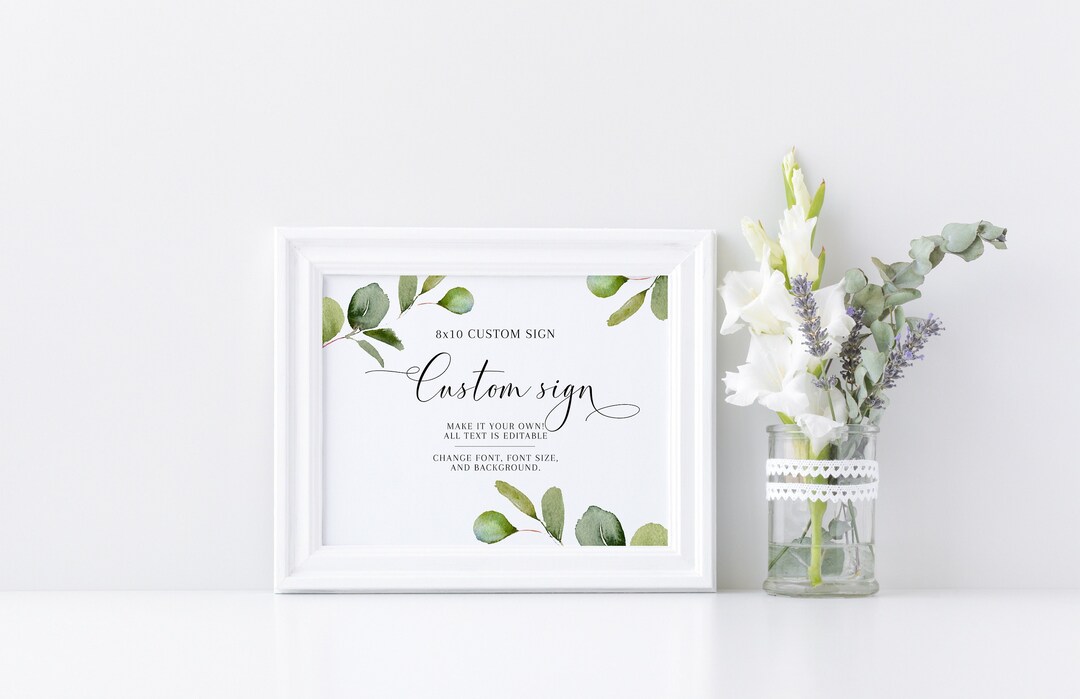 Custom Table Top Sign for Wedding Day, Printable Download Eucalyptus ...