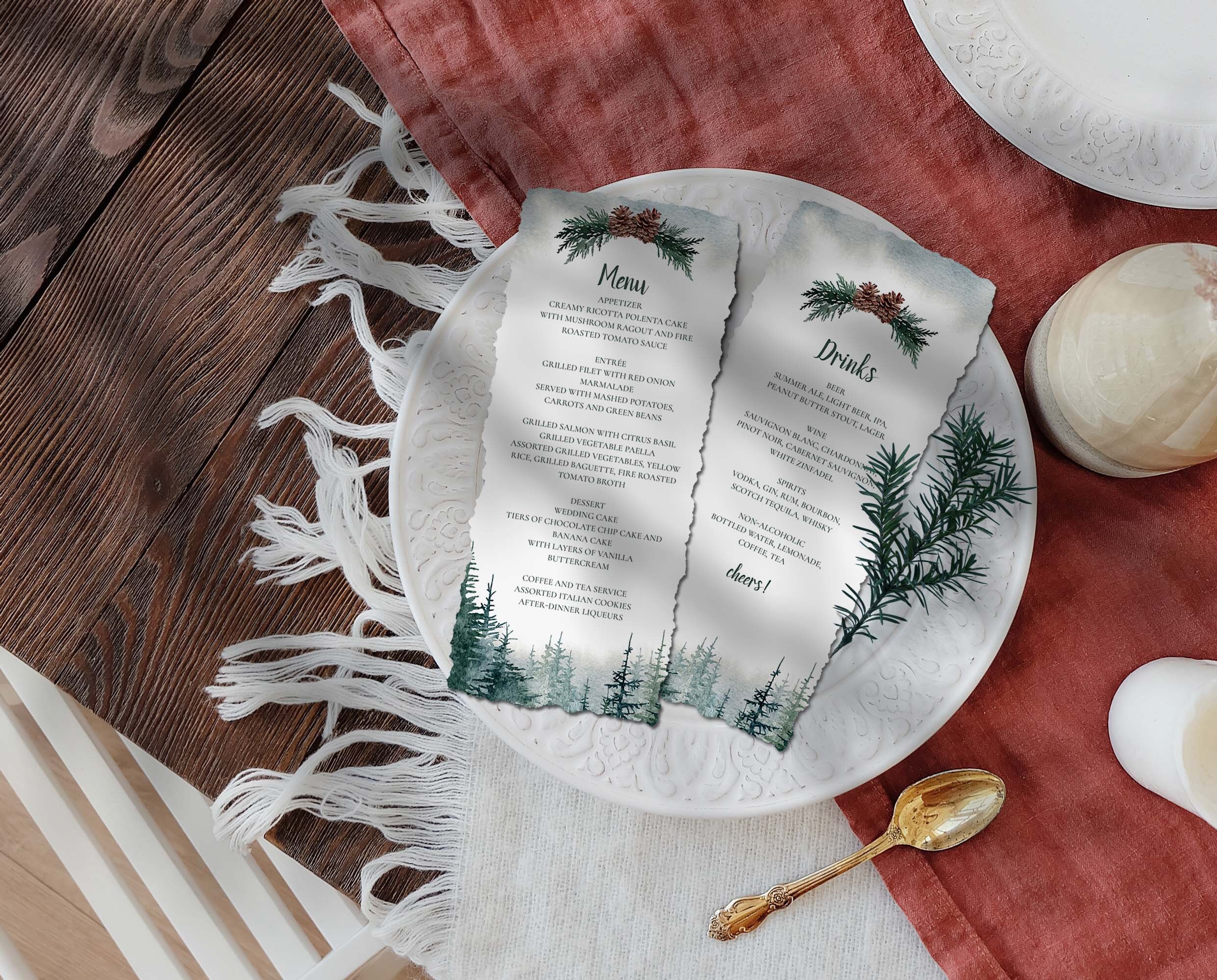 Pine Tree Menu Template Outdoorsy Food and Drink Menu - Etsy