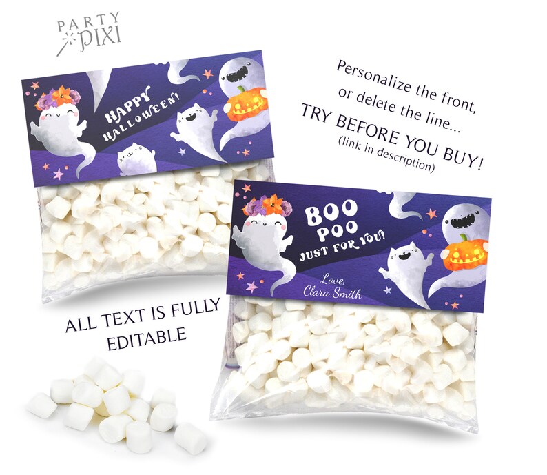 PRINTABLE Halloween Bag Topper Template Set Bundle Ghost - Etsy
