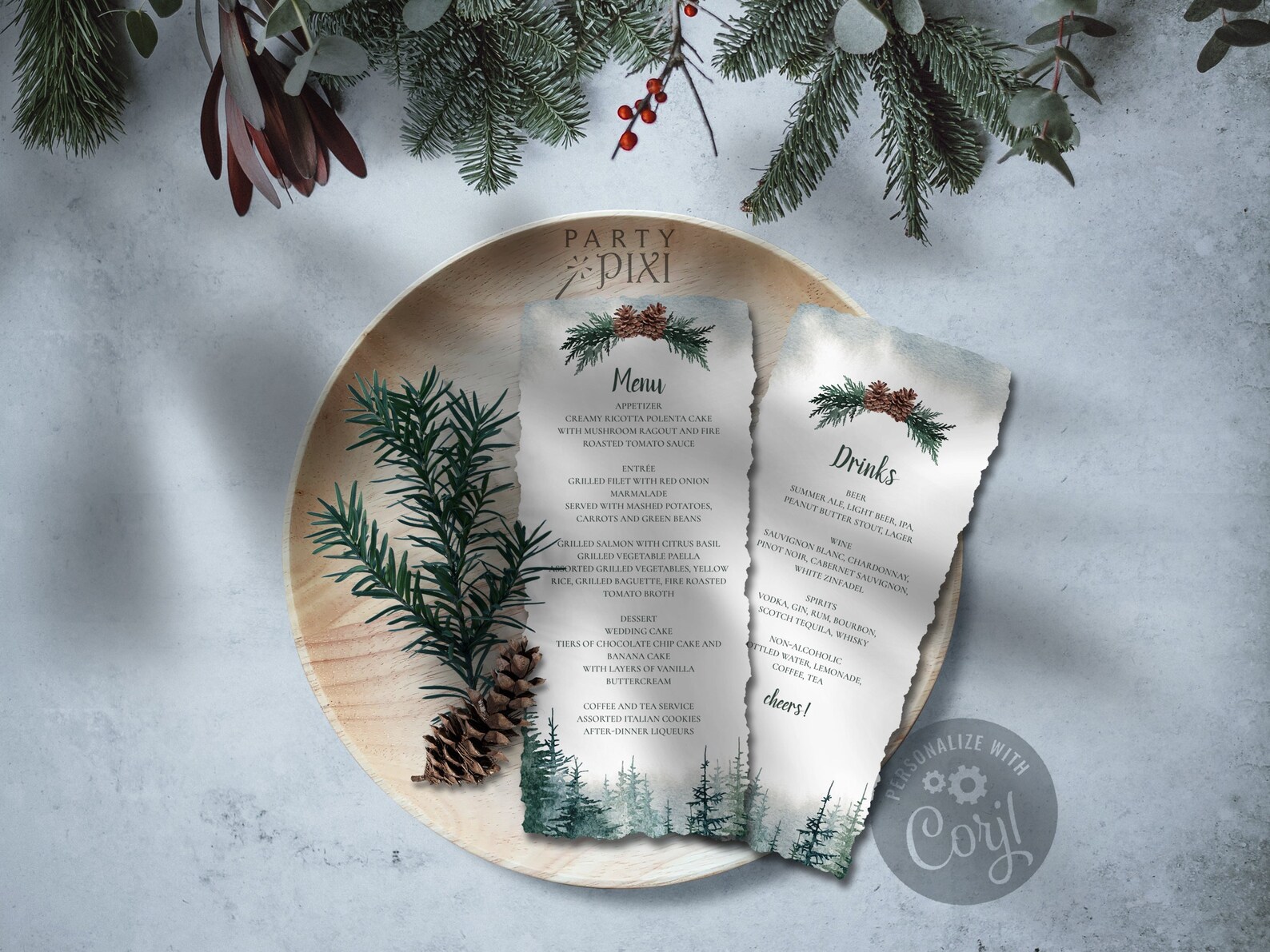 Pine Tree Menu Template Outdoorsy Food and Drink Menu - Etsy