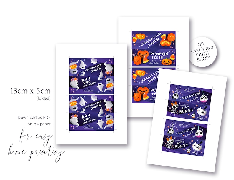 PRINTABLE Halloween Bag Topper Template Set Bundle Ghost - Etsy