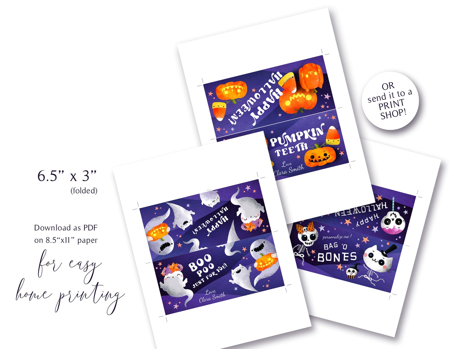 PRINTABLE Halloween Bag Topper Template Set Bundle, Ghost Poop, Bag of ...