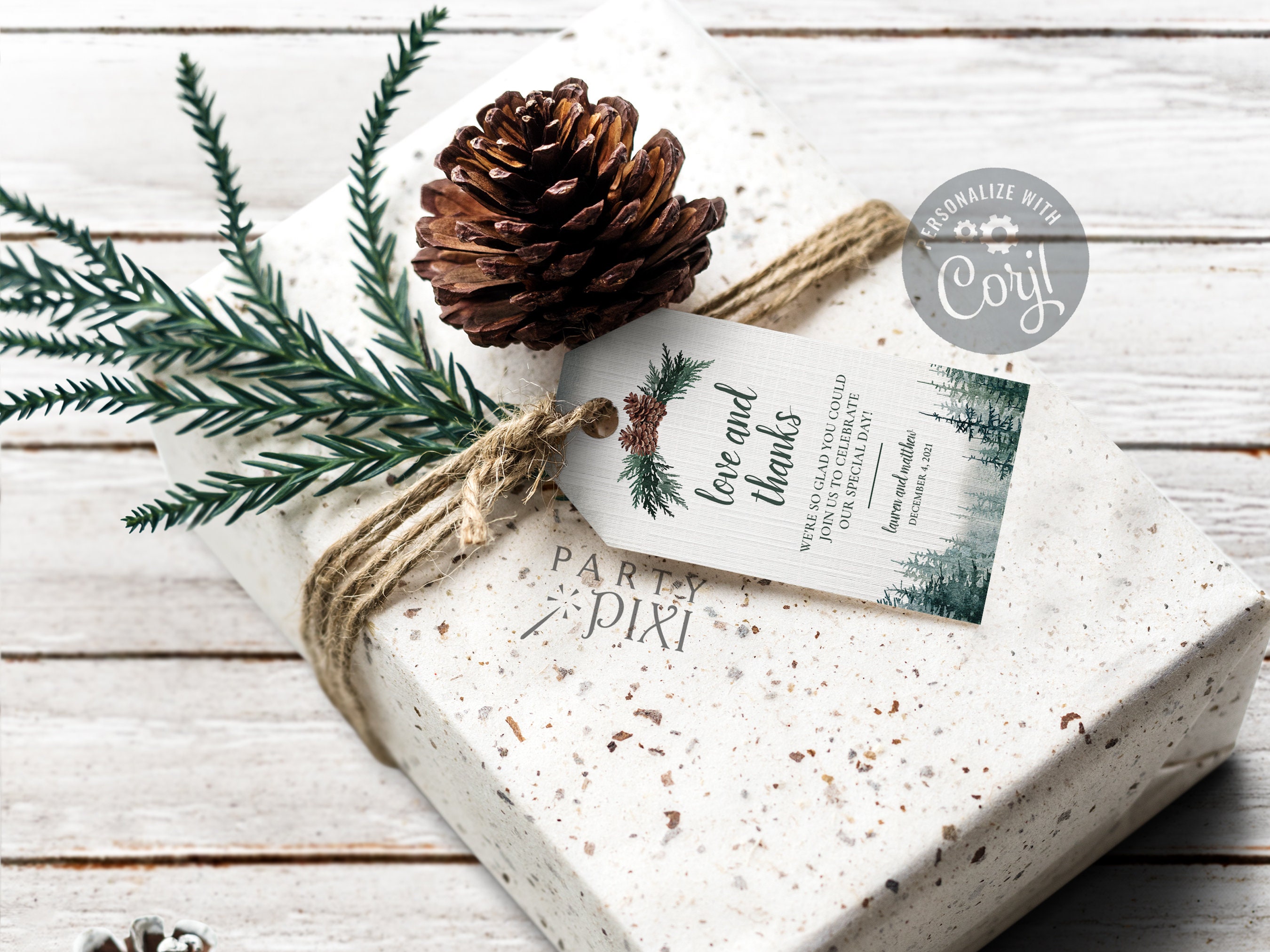 Pine Tree Gift Tag Template Custom Editable Favor Tag - Etsy
