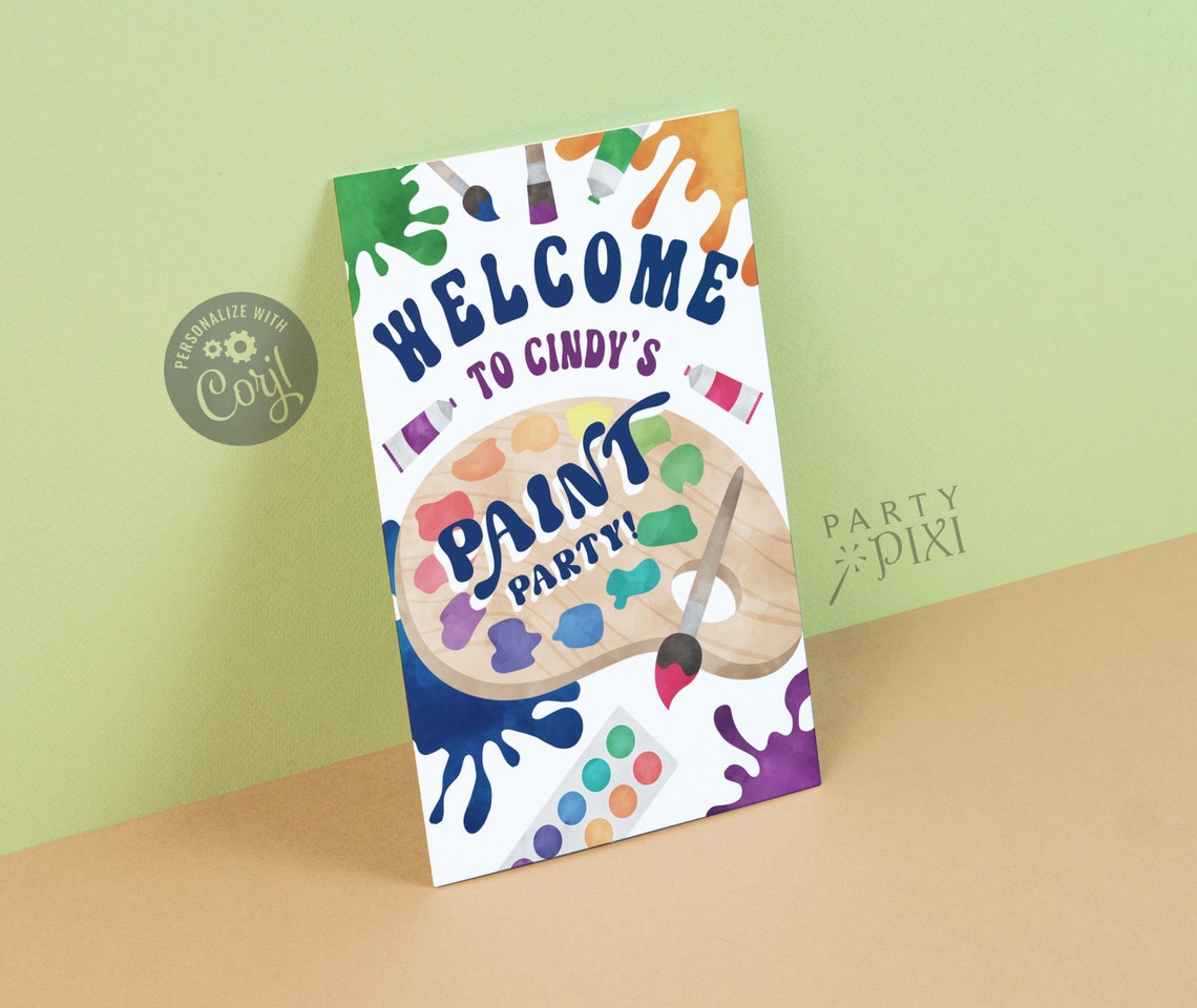 Paint Party Sign Template Printable Artist Party Poster - Etsy