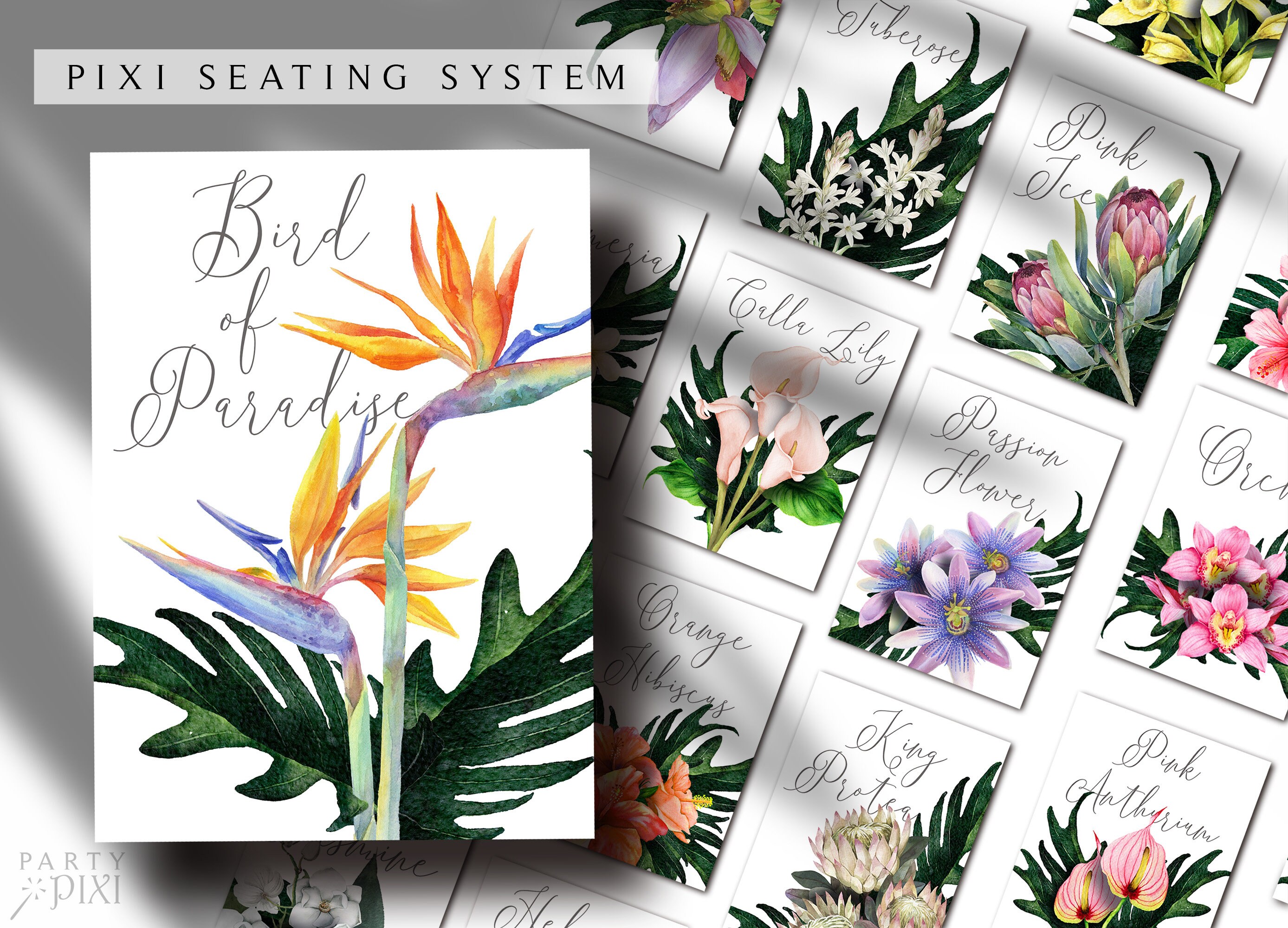 Set of 15 Printable Tropical Table Cards Flower Names, Hawaii Unique ...