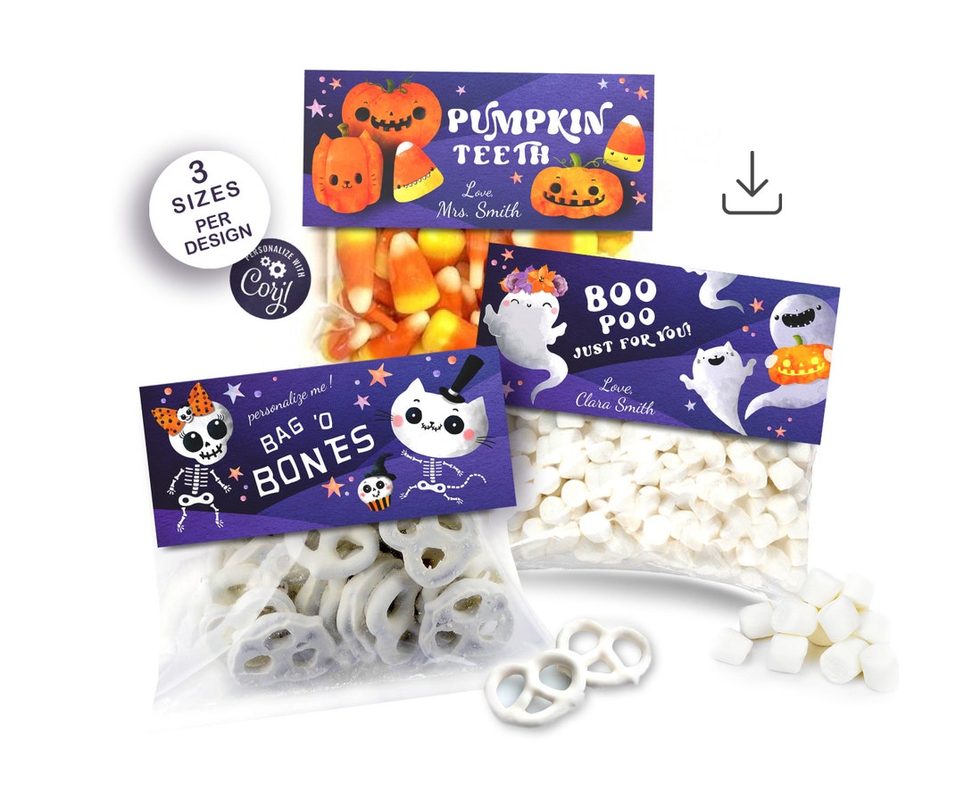 PRINTABLE Halloween Bag Topper Template Set Bundle, Ghost Poop, Bag of ...