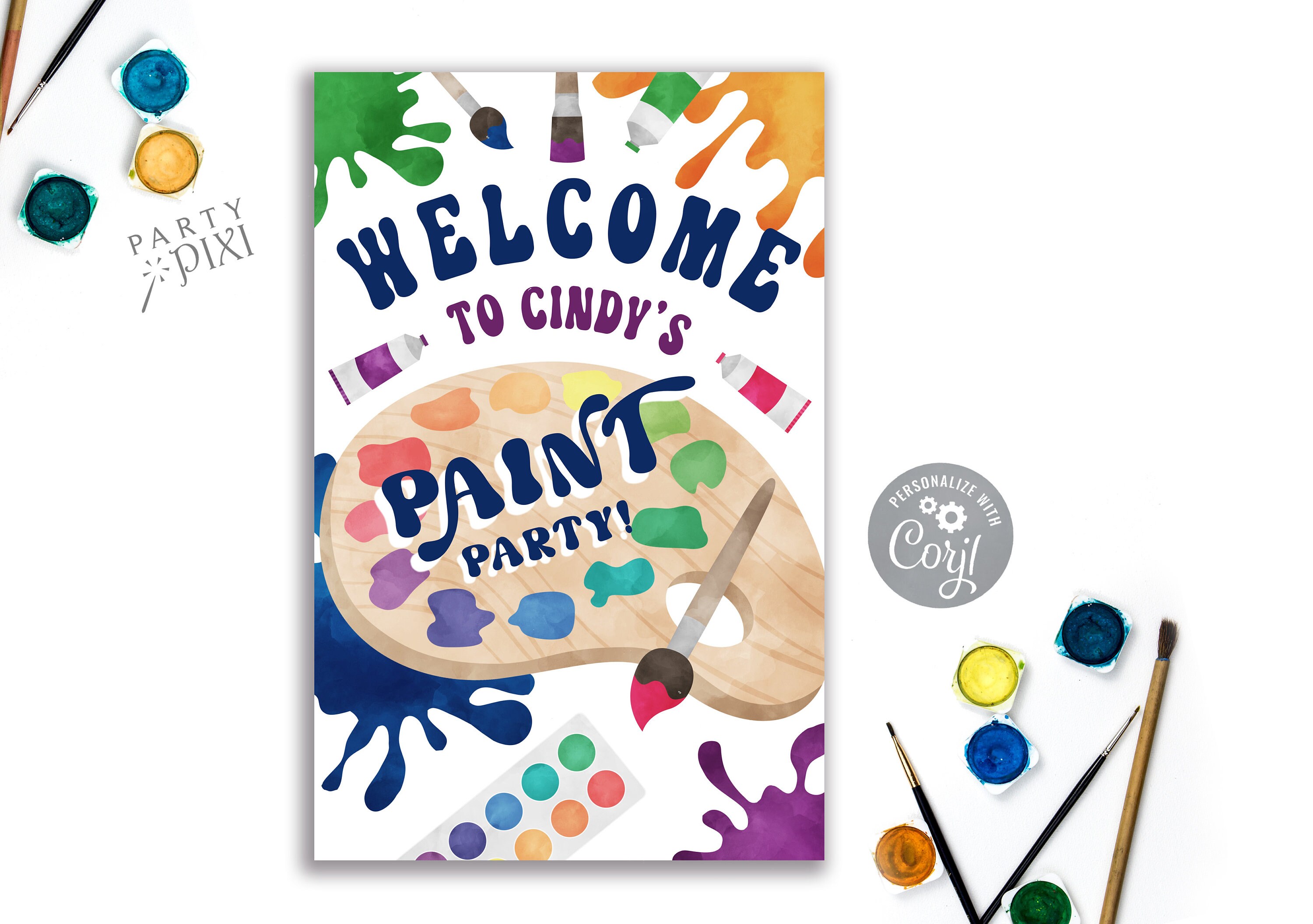 Paint Party Sign Template Printable Artist Party Poster - Etsy