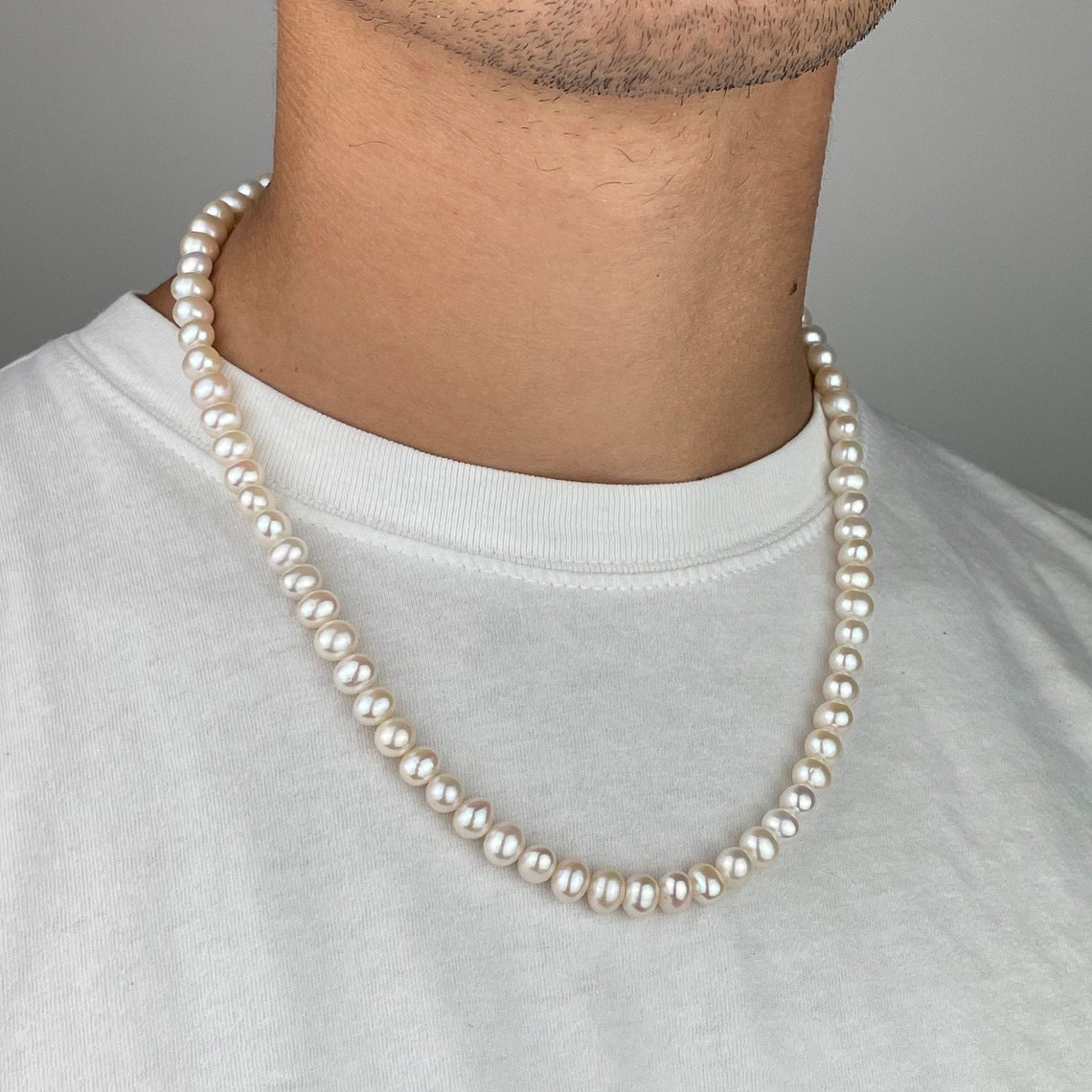 Real Freshwater Pearls for Men Cultured Pearl Necklace for - Etsy