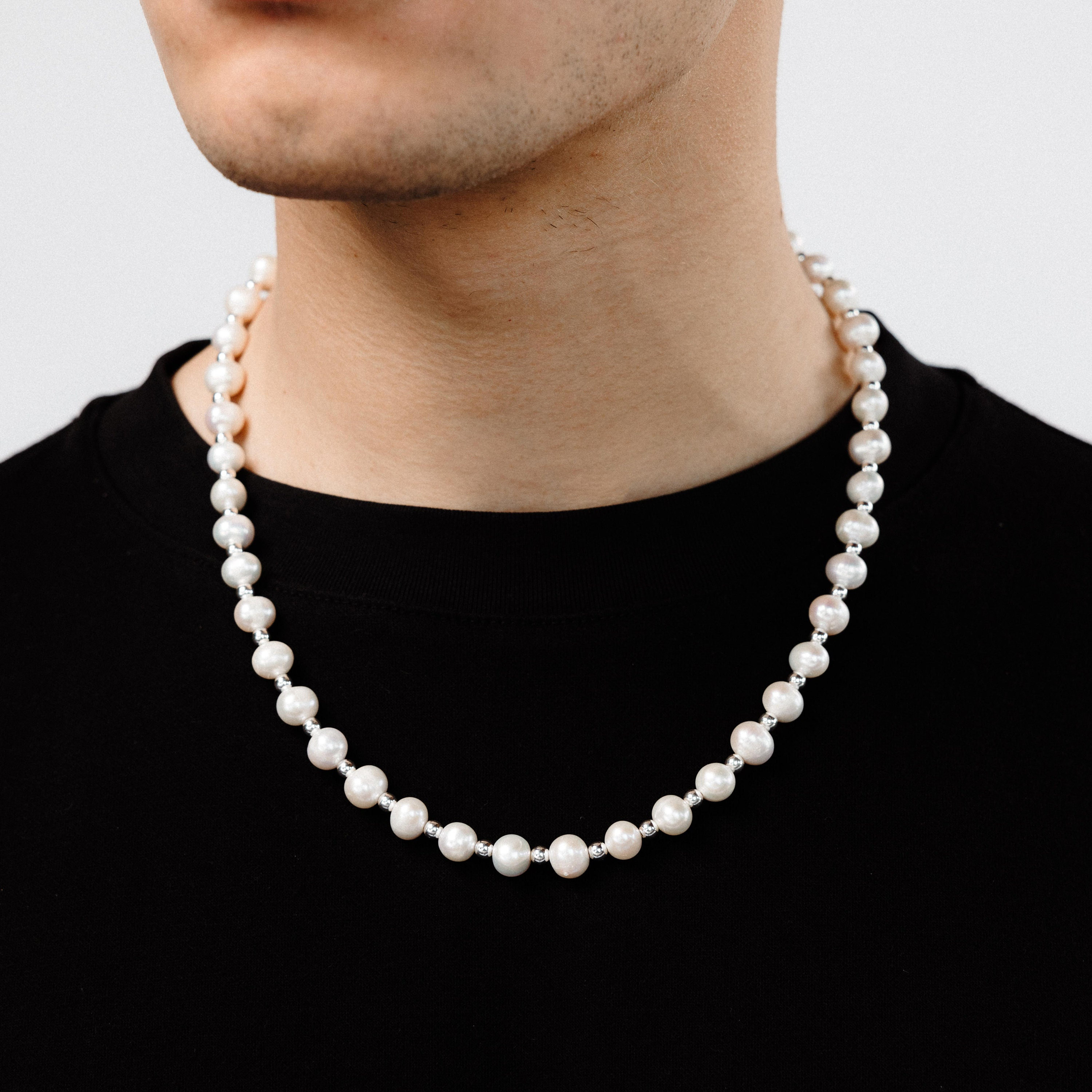 Zilveren Parelketting Heren Echte 8mm Zoetwater Parels en - Etsy Nederland