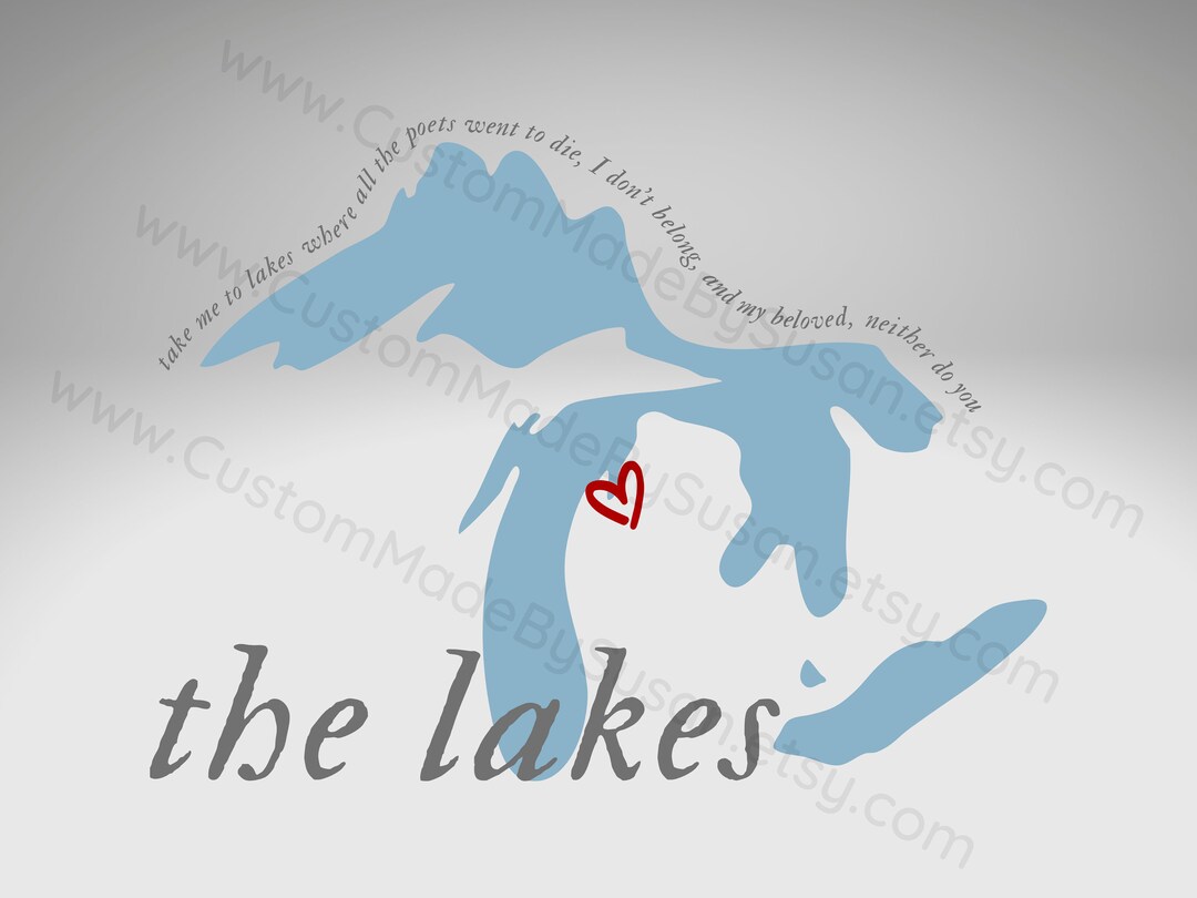 DIGITAL FILE the Lakes Lyrics, Michigan, Great Lake Jpg, Pdf, Png, Psd ...