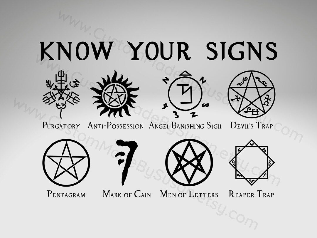 DIGITAL FILE - SPN, Supernatural, Know Your Signs - Jpg, Pdf, Png, Psd ...
