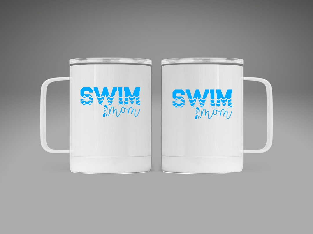 COFFEE MUG Swim Mom, Waves, Swim Team Stainless Steel, Double Wall ...