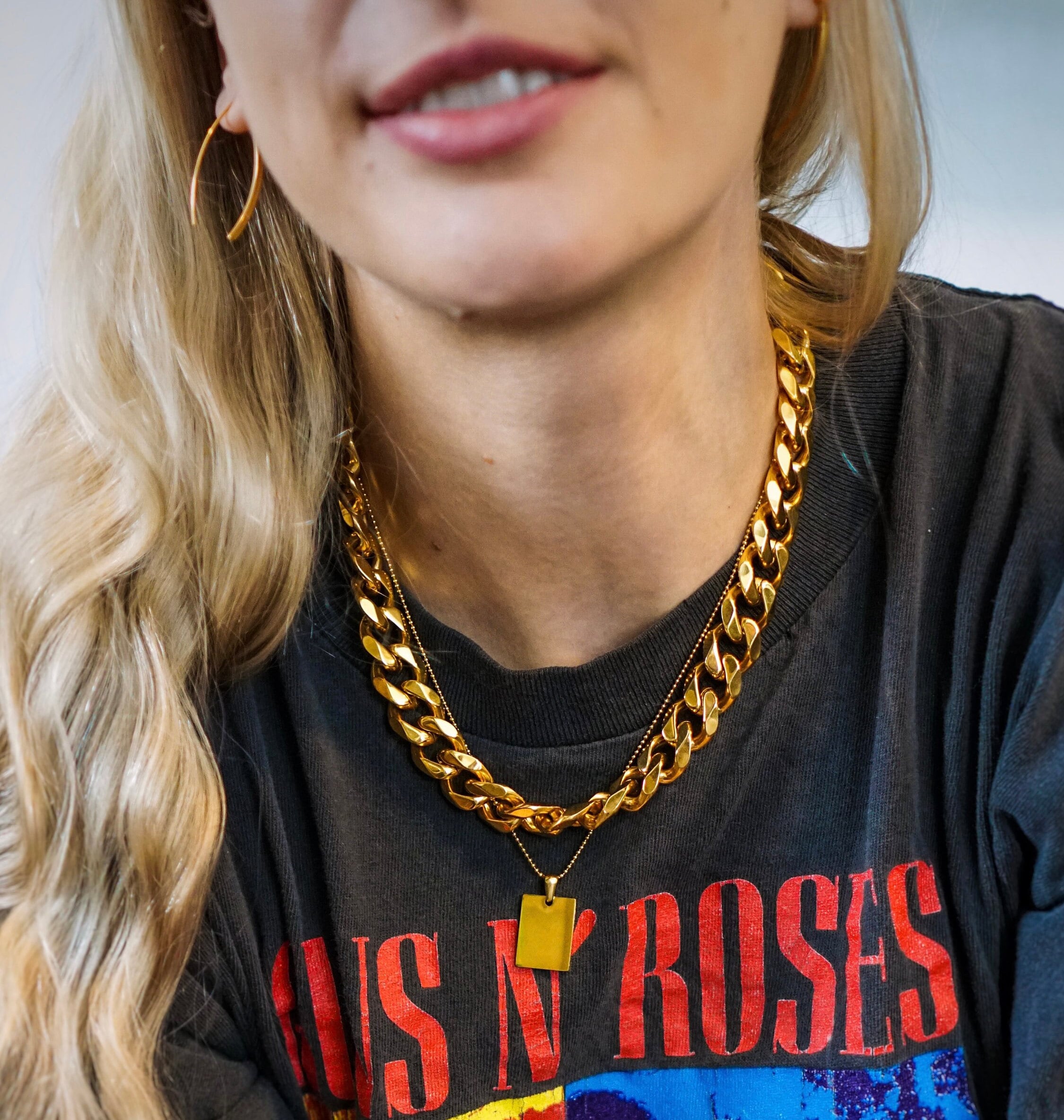 18K Gold Plated Cuban Chain Statement Chunky Choker 15mm Thick 45cm ...