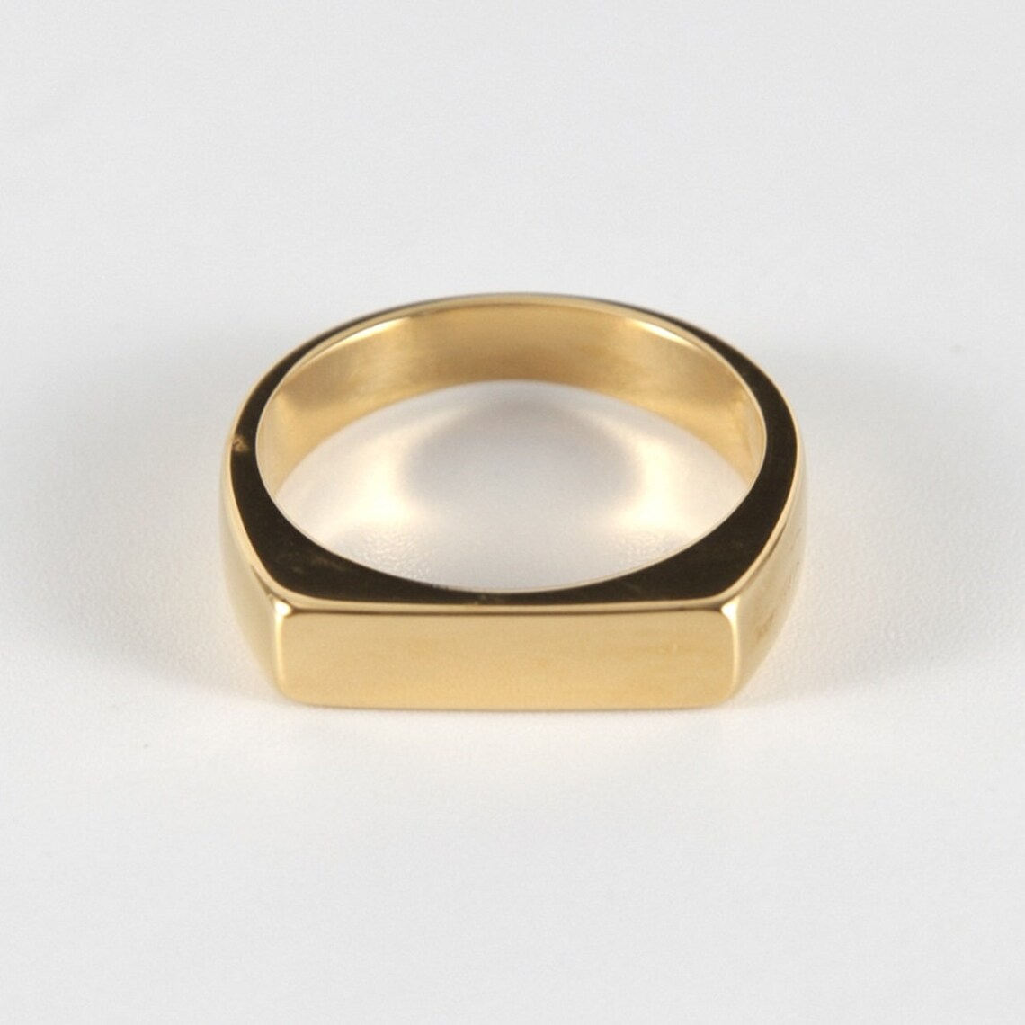 Mens 18K Gold Plated Flat Top Statement Bold Stackable Ring - Etsy
