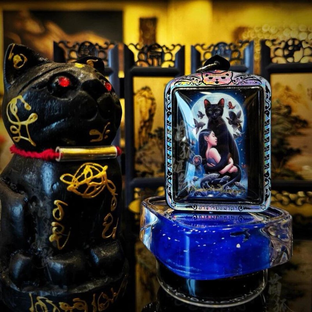 Worship Demon Enchanted Phantom Cat Amulet Attract Wealth Love ...