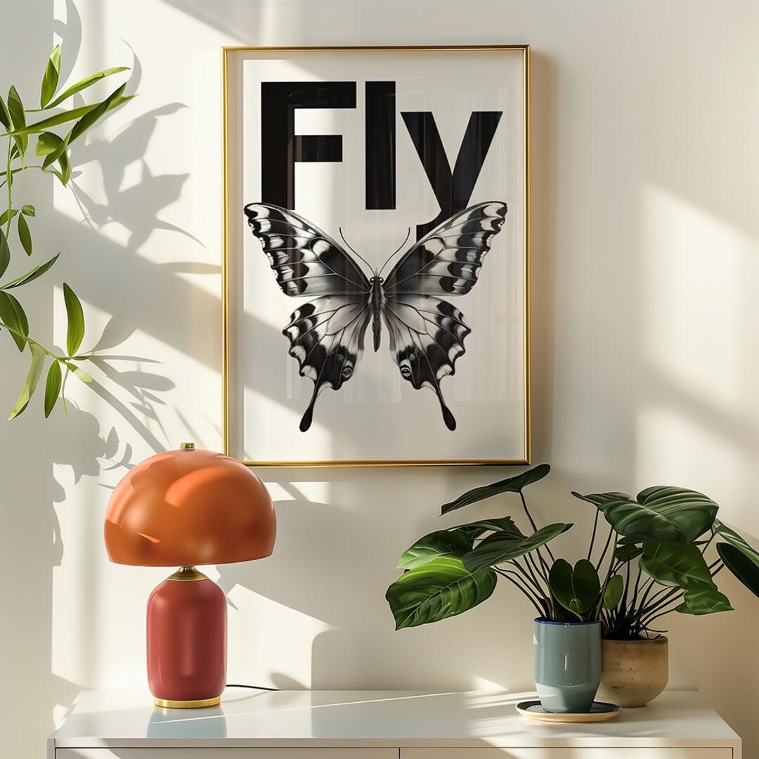 A4 Butterfly Digital Print, Instant Download, Black and White Art ...